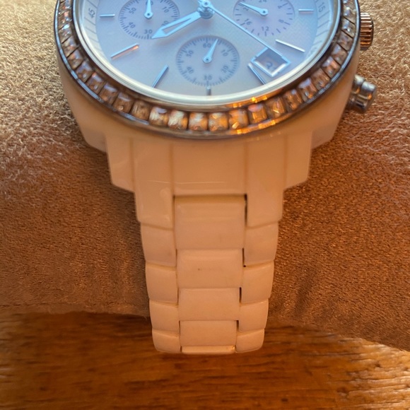 Michael Kors | Accessories | Mk White Crystal Ceramic Watch | Poshmark